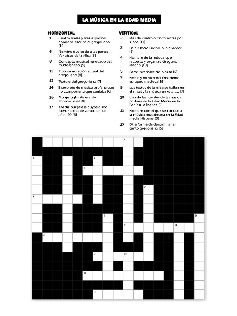 Tema 2 Crucigrama Monodia Medieval | PDF