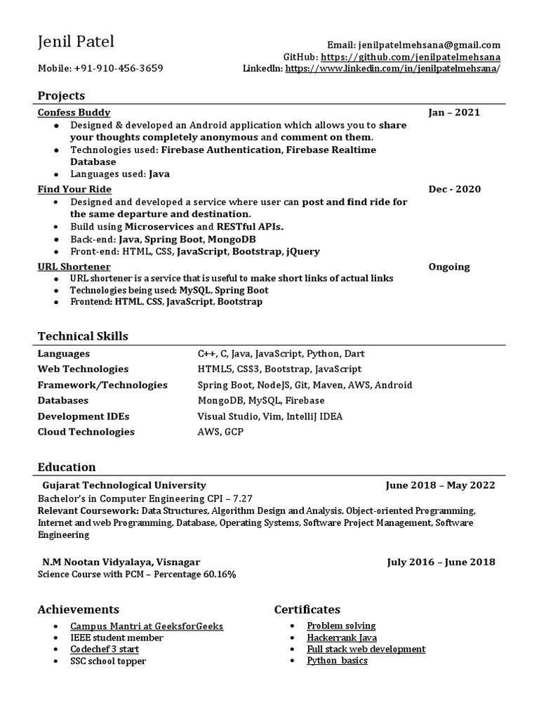 Jenil Patel March 2021 | PDF | Bootstrap (Front End Framework) | Web ...