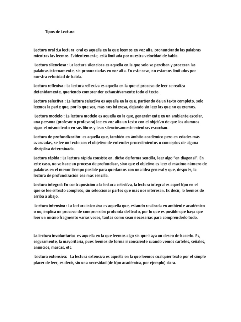 Tipos de Lecturas | PDF