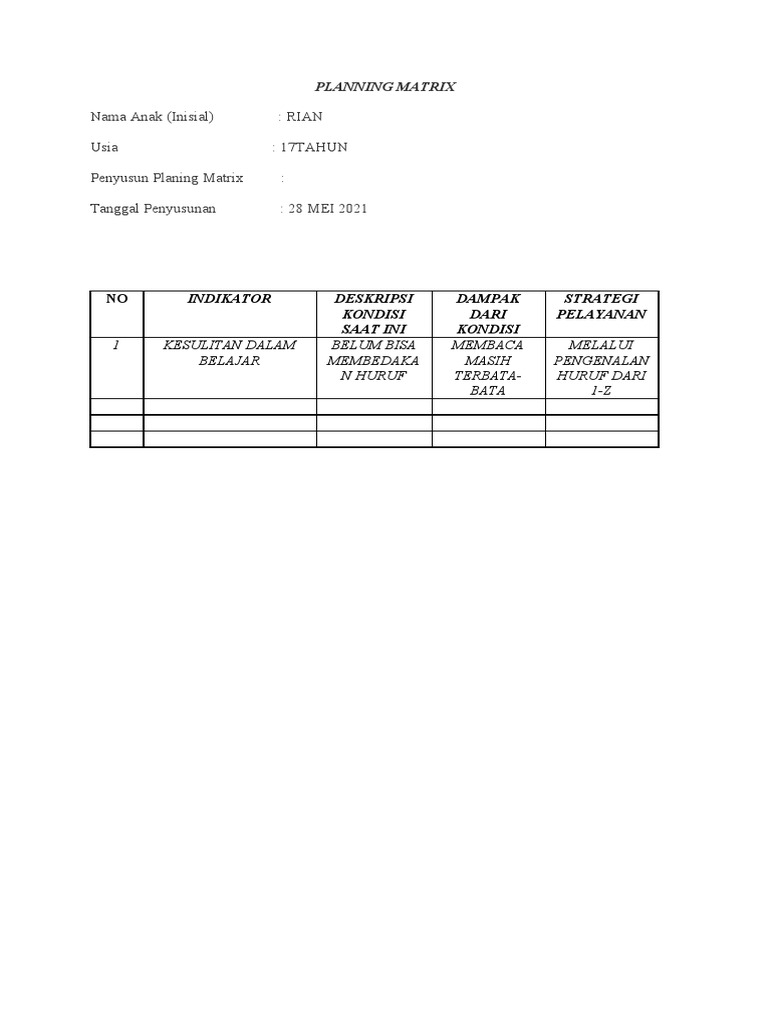 Planning Matrix | PDF