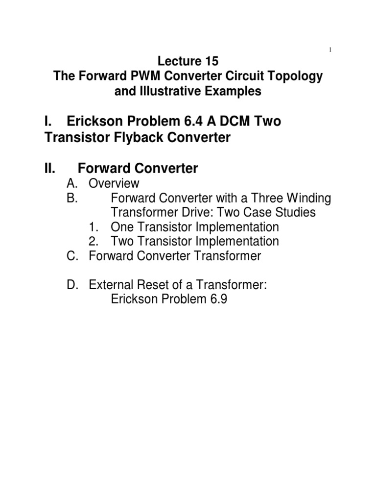 Flyback Converter Example Lecture 15 Erickson | PDF | Transformer | Rectifier