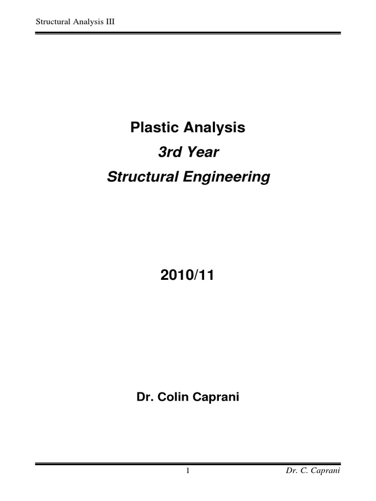 Plastic Analysis (Structural Analysis) - by Dr. Colin Caprani | PDF ...