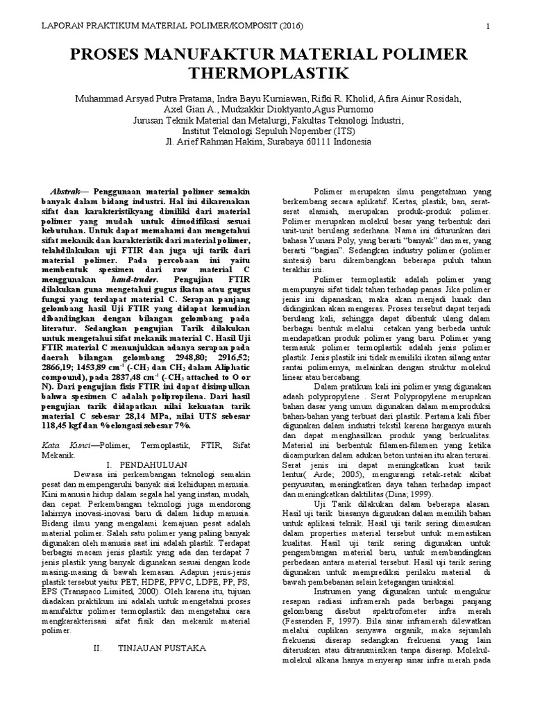 Laporan Praktikum Polimer | PDF | Sains & Matematika | Teknologi & Rekayasa