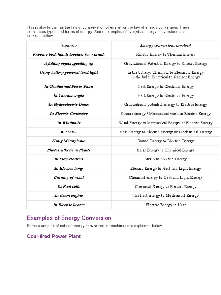 Examples of Energy Conversion: Coal-Fired Power Plant | PDF | Power ...
