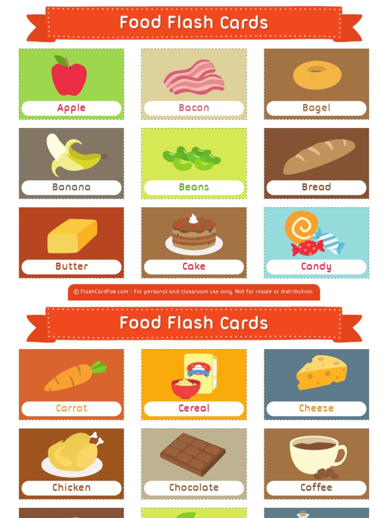Food Flash Cards 2x3 | PDF | Salad | European Cuisine