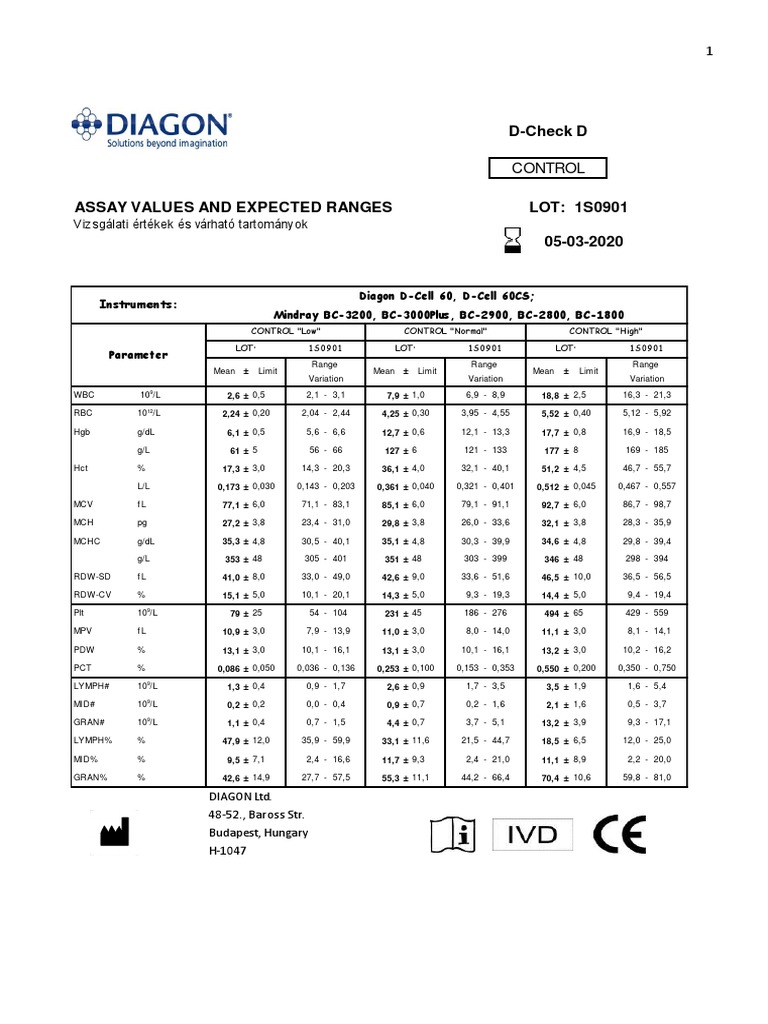Diagon D Check D Control | PDF | Laboratory Techniques | Laboratories