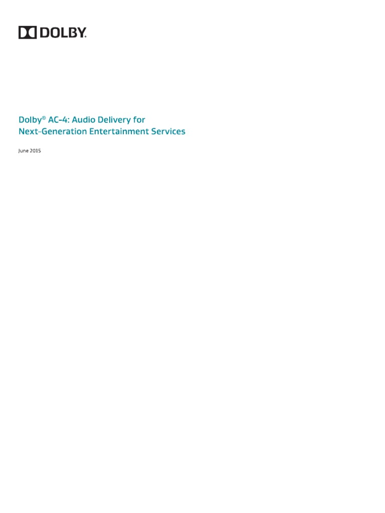 Dolby Ac 4 Audio Delivery For Next Generation | PDF | Codec | Data ...