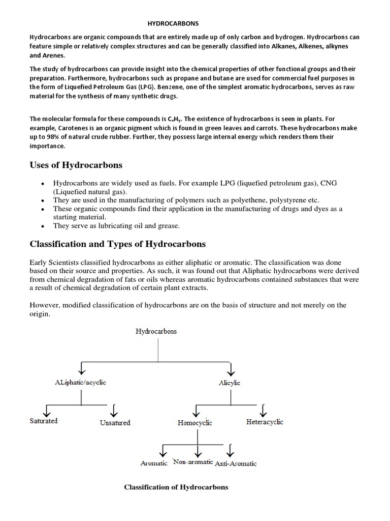 Understanding Hydrocarbons: Types & Uses | PDF | Hydrocarbons | Alkene