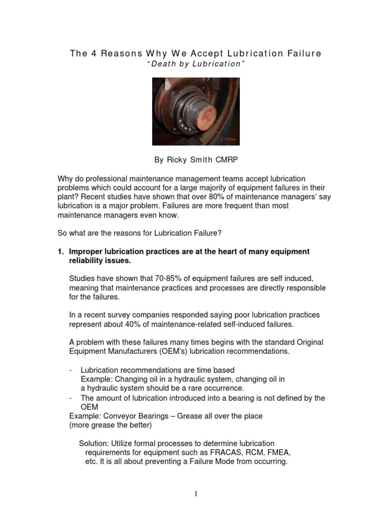 Causes of Lubrication Failures Explained | PDF | Business | Science