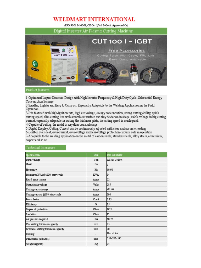 Weldmart International: Digital Inverter Air Plasma Cutting Machine | PDF | Power Inverter | Welding