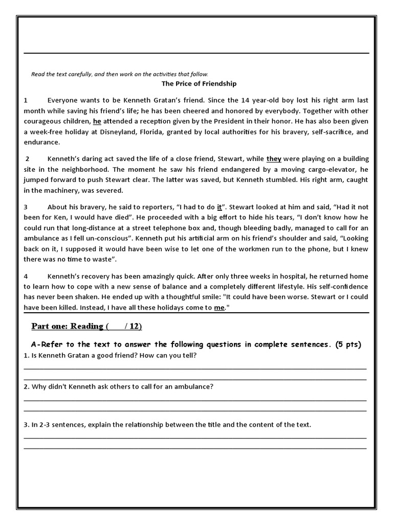 Friendship Grade 8-3 | PDF