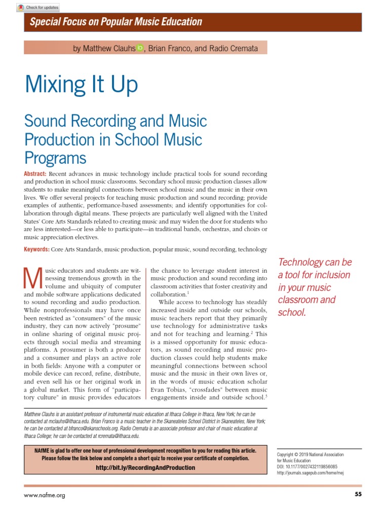 Mixing It Up - Sound Recording and Music Production in School Music ...