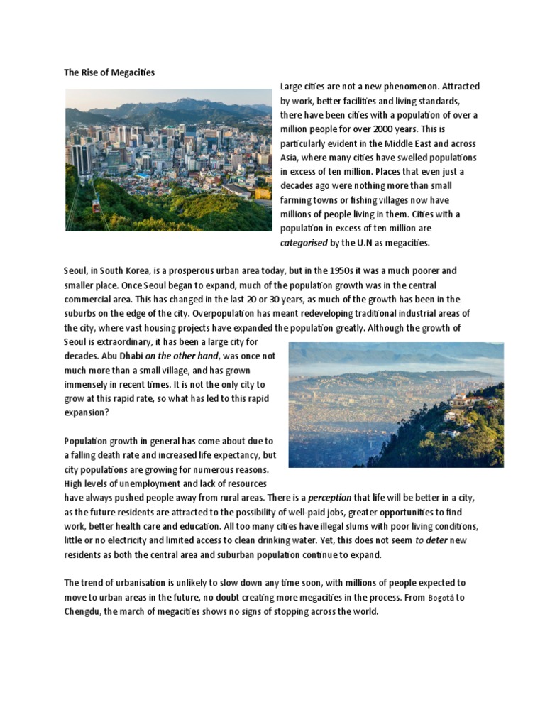 The Rise of Megacities | PDF | Urbanization | Suburb