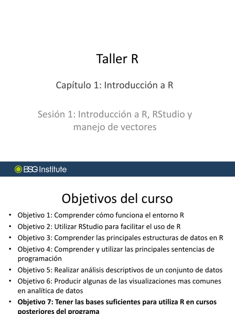 Introducción A R, Rstudio y Manejo de Vectores | PDF | R (lenguaje de ...