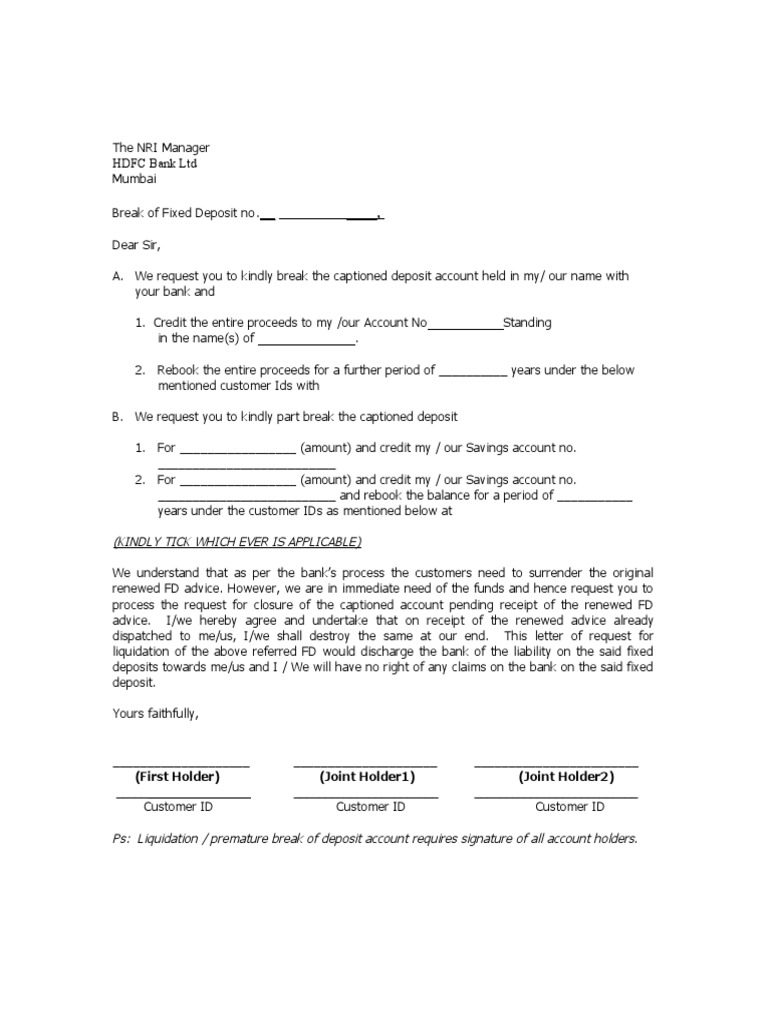 FD Premature Closure | PDF | Finance & Money Management
