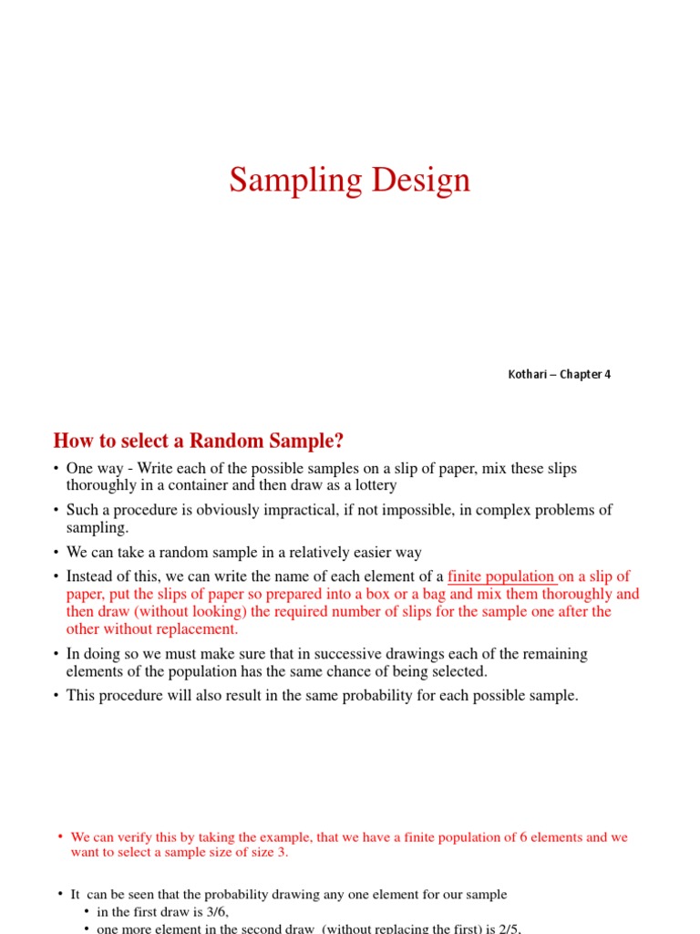 Sampling Design Kothari Chapter 4 Pdf Sampling Statistics