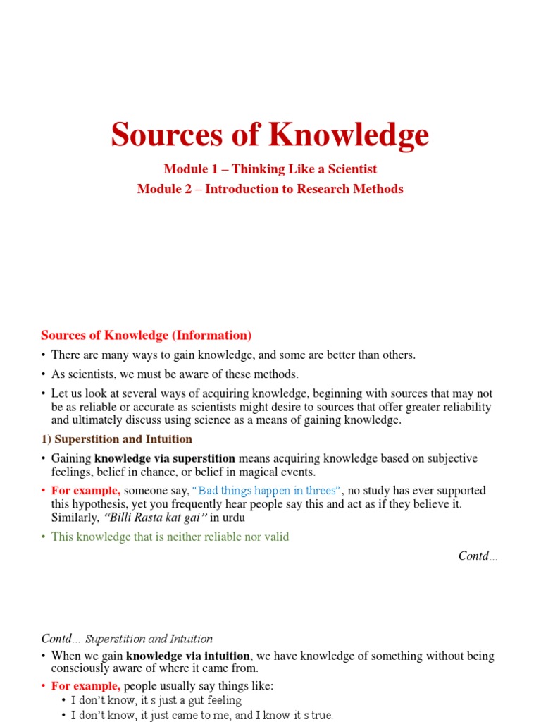 Sources of Knowledge: 6 Ways to Gain Reliable Info | PDF | Hypothesis ...