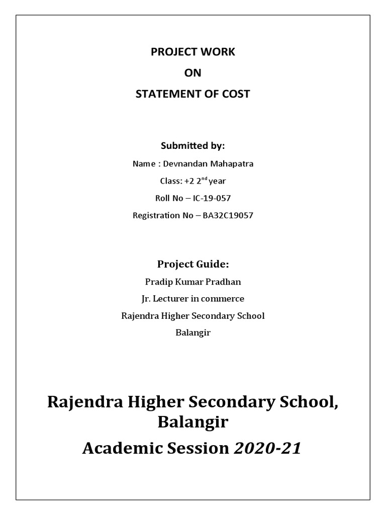Cost Accounting Project Report | PDF | Cost | Cost Of Goods Sold