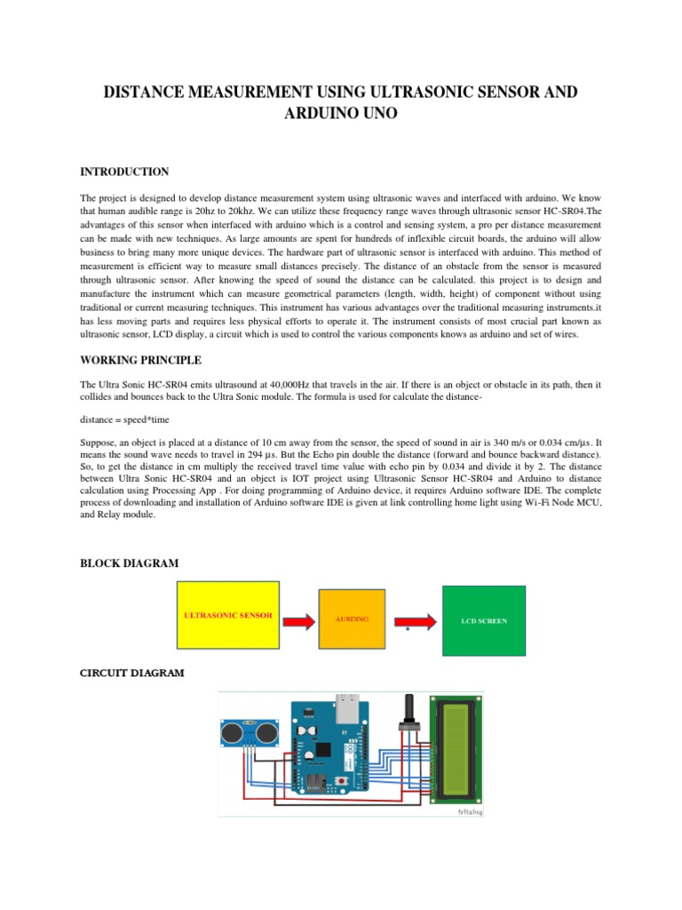 Distance Measurement Using Ultrasonic Sensor and Arduino Uno | PDF ...