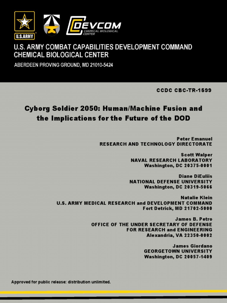 Cyborg Soldier 2050: Future DOD Implications | PDF | Hearing | Cyborg