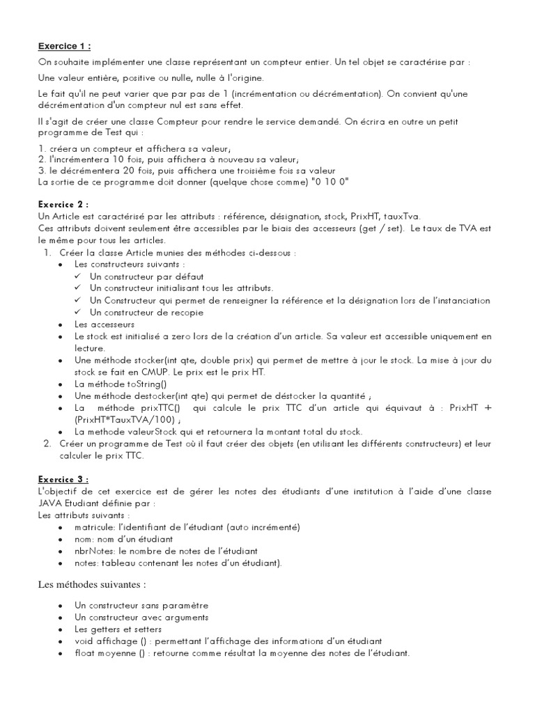 TD Poo Java | PDF | Constructeur (programmation) | Programmation