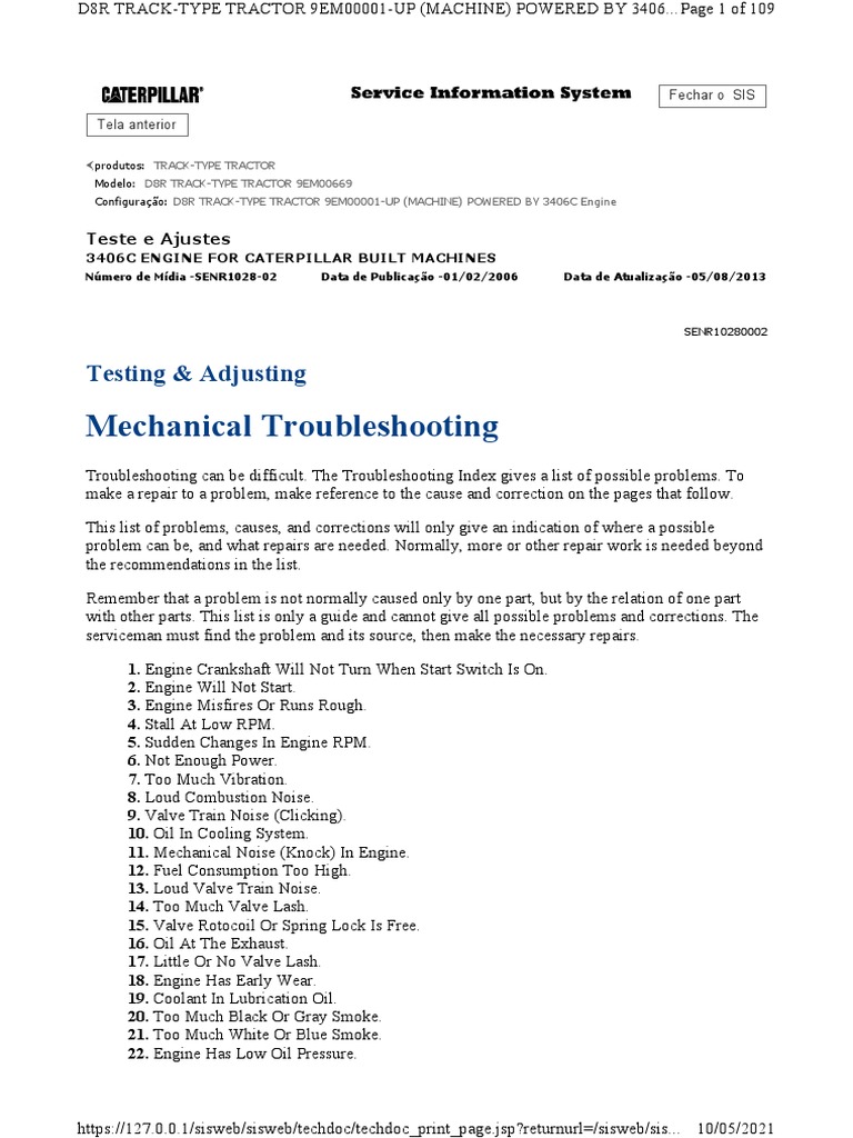 Mechanical Troubleshooting: Testing & Adjusting | PDF | Engines | Motor Oil