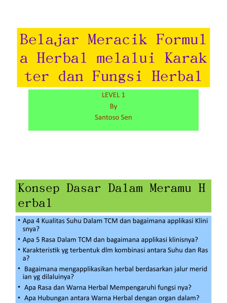 Meracik Herbal: Suhu dan Rasa TCM | PDF