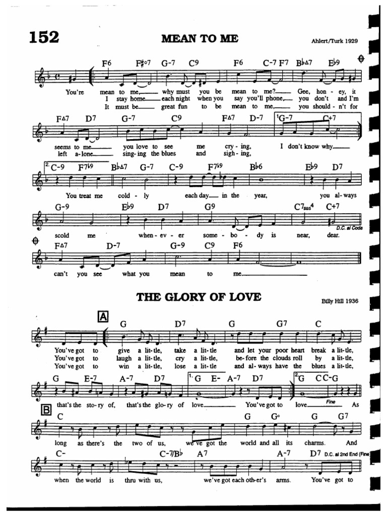 Mean To Me - Lead Sheet | PDF