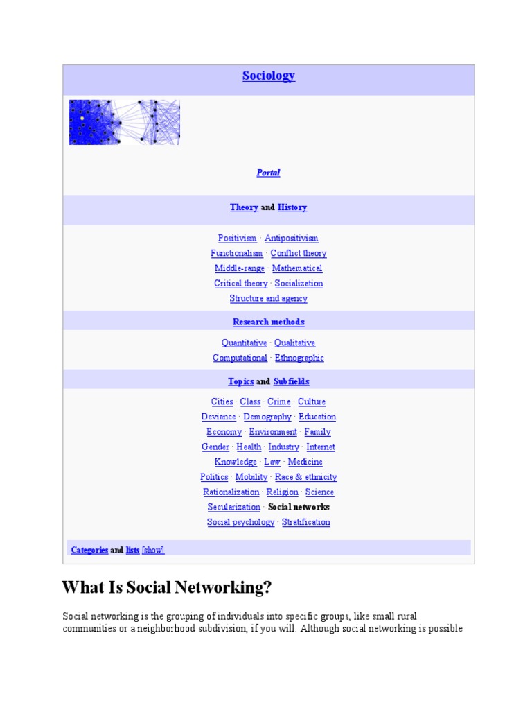 What Is Social Networking?: Sociology | PDF | World Wide Web | Social ...