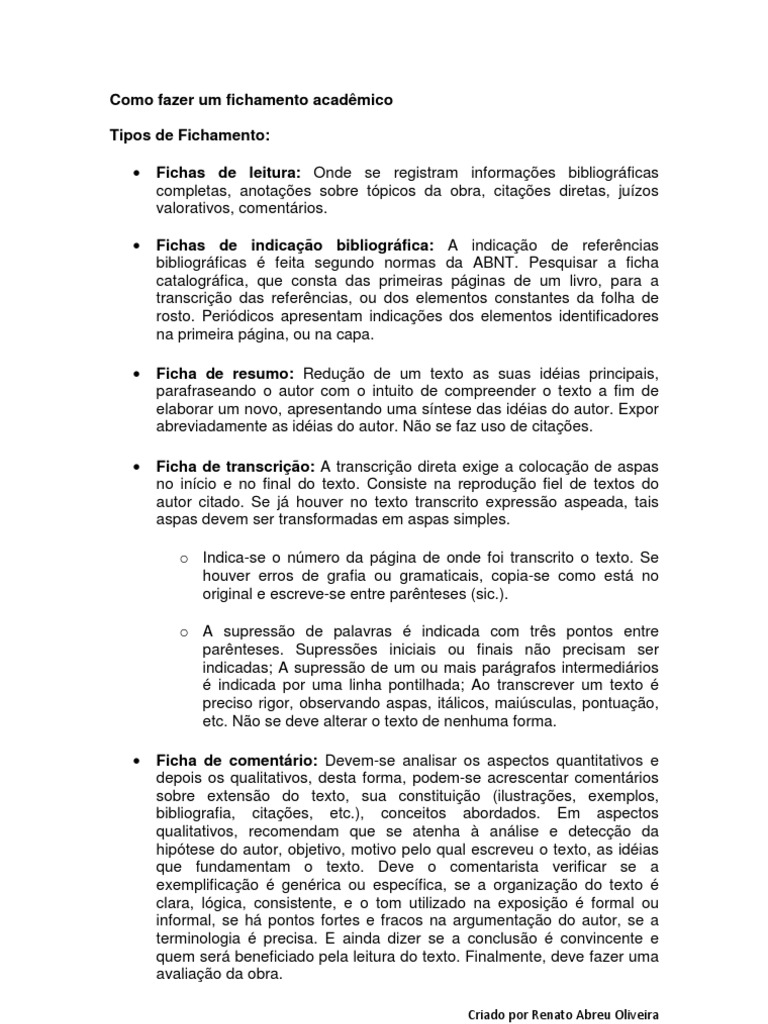 Como Fazer Um Fichamento Academico | PDF | Citação