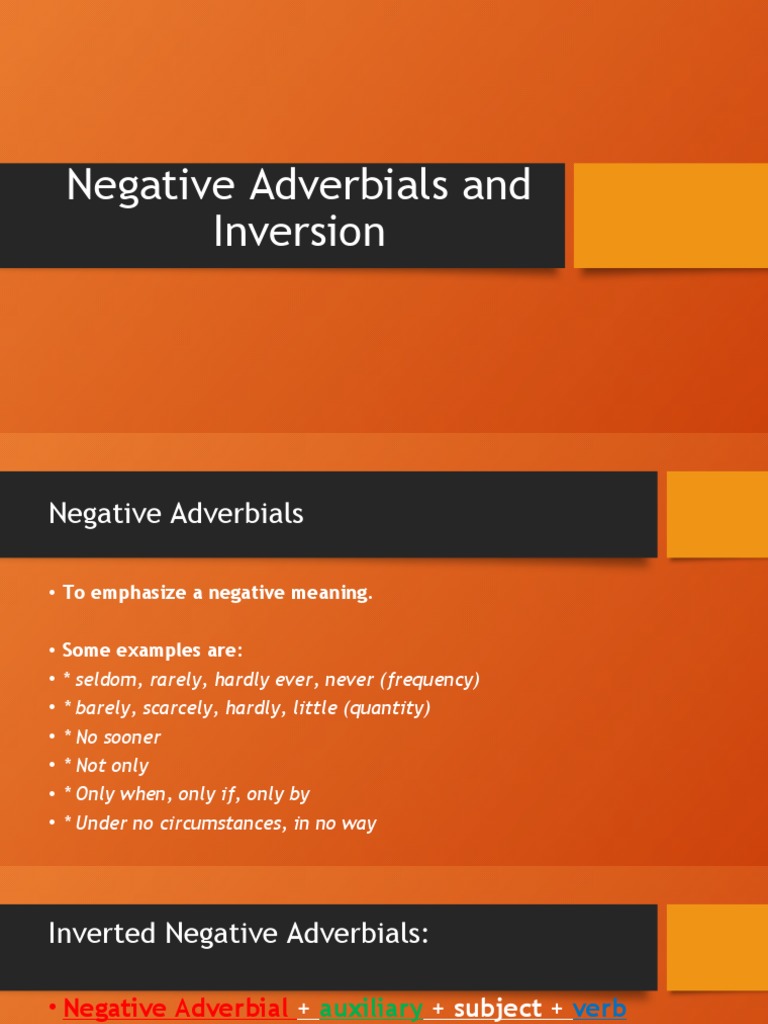 Negative Adverbials and Inversion | PDF