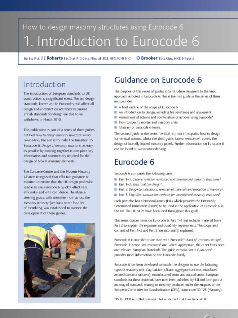 Introduction To Eurocode 6 | PDF | Masonry | Concrete