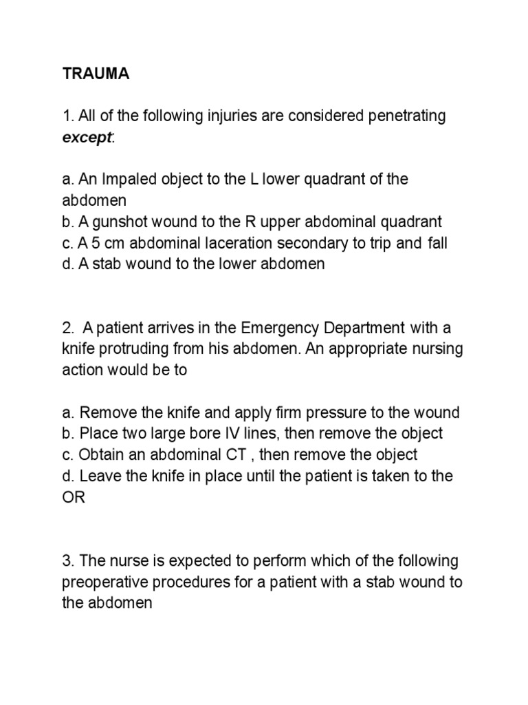 NCLEX Review Questions | PDF | Thorax | Major Trauma