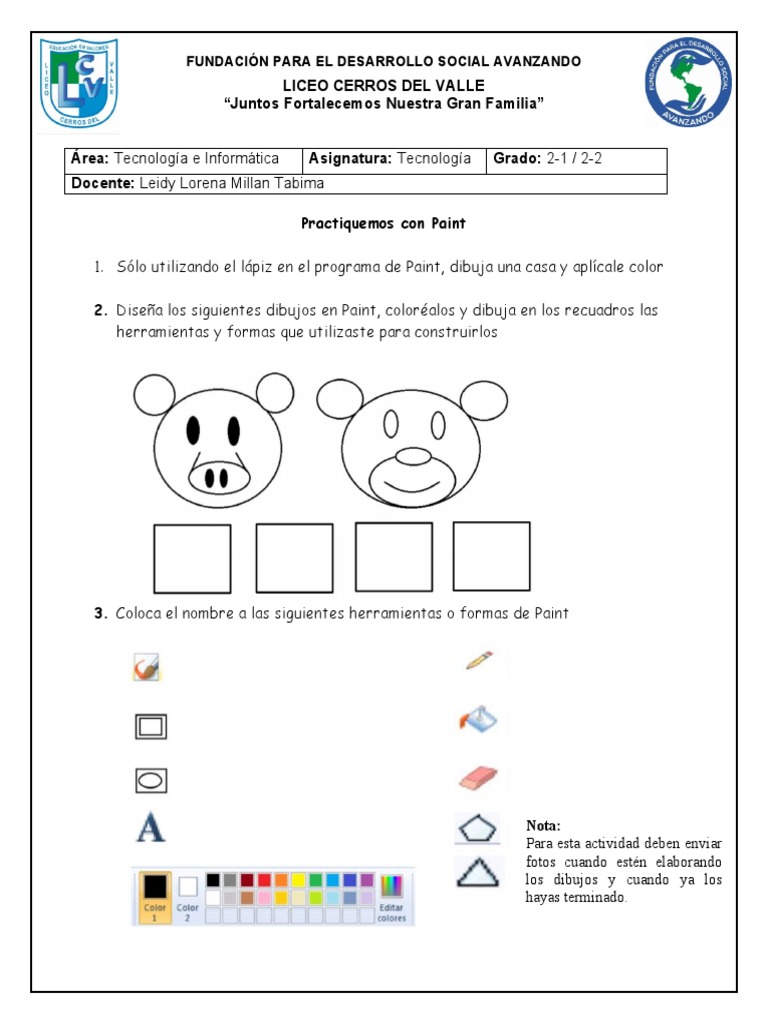 Actividades de Dibujo en Paint para Niños | PDF
