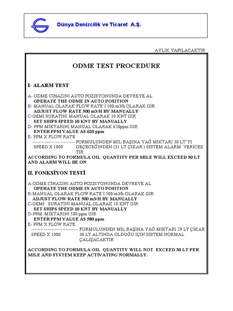 Odme Test Procedure | PDF | Technology & Engineering