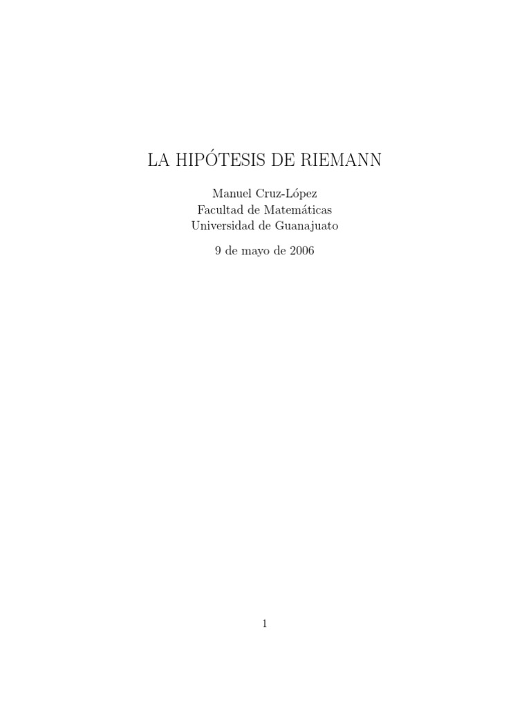 La Hipótesis de Riemann | PDF | Número primo | Análisis complejo