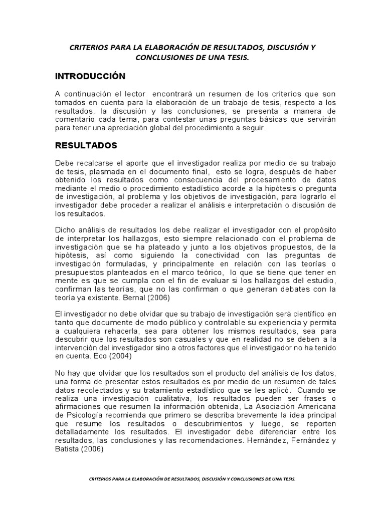 Resultados y Discusión en Tesis | PDF | Teoría | Hipótesis
