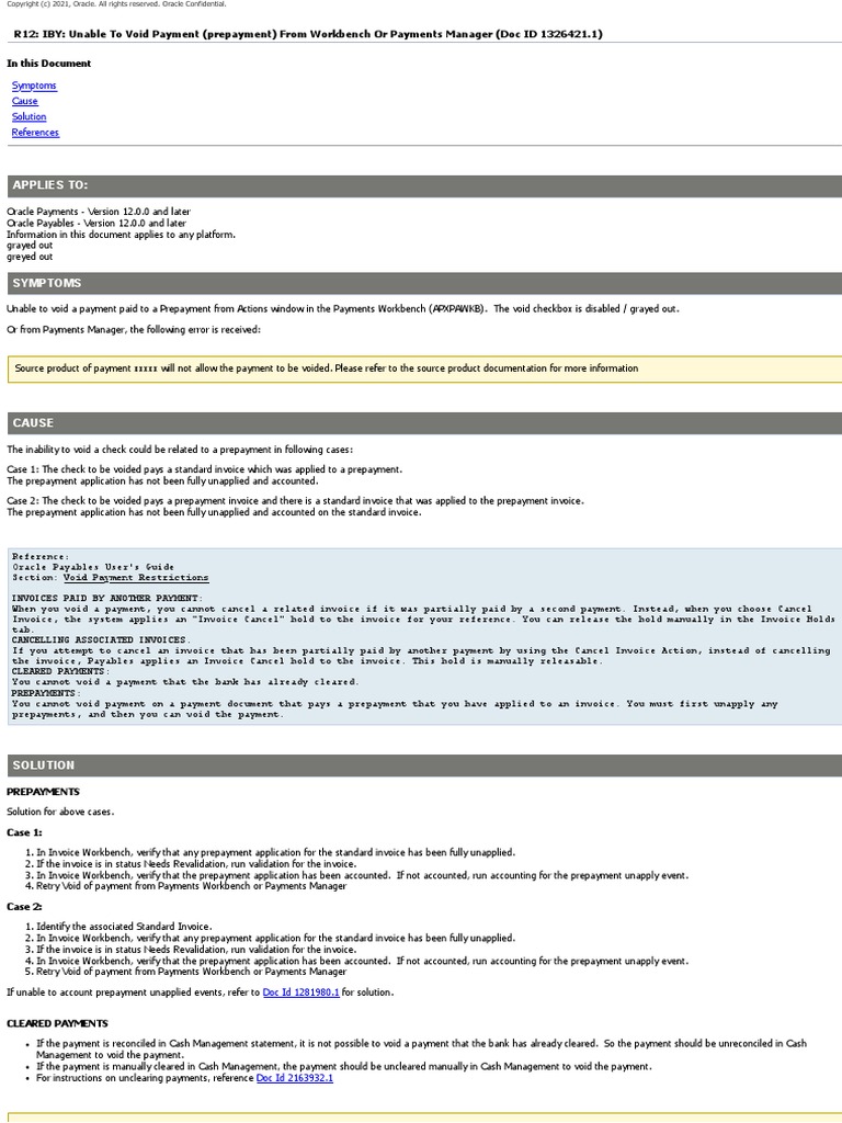 Applies To:: R12: IBY: Unable To Void Payment (Prepayment) From ...