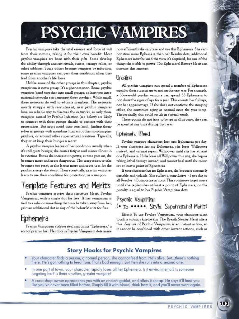 Feeding the Hunger: Abilities and Merits of the Psychic Vampire | PDF ...