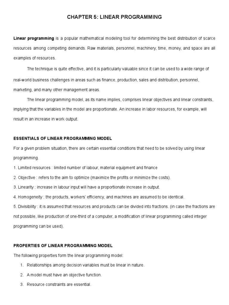 Chapter 5 - Linear Programming | PDF | Linear Programming | Loss Function