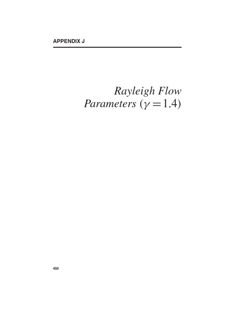 Rayleigh Flow Parameters (γ =1.4) : Appendix J | PDF