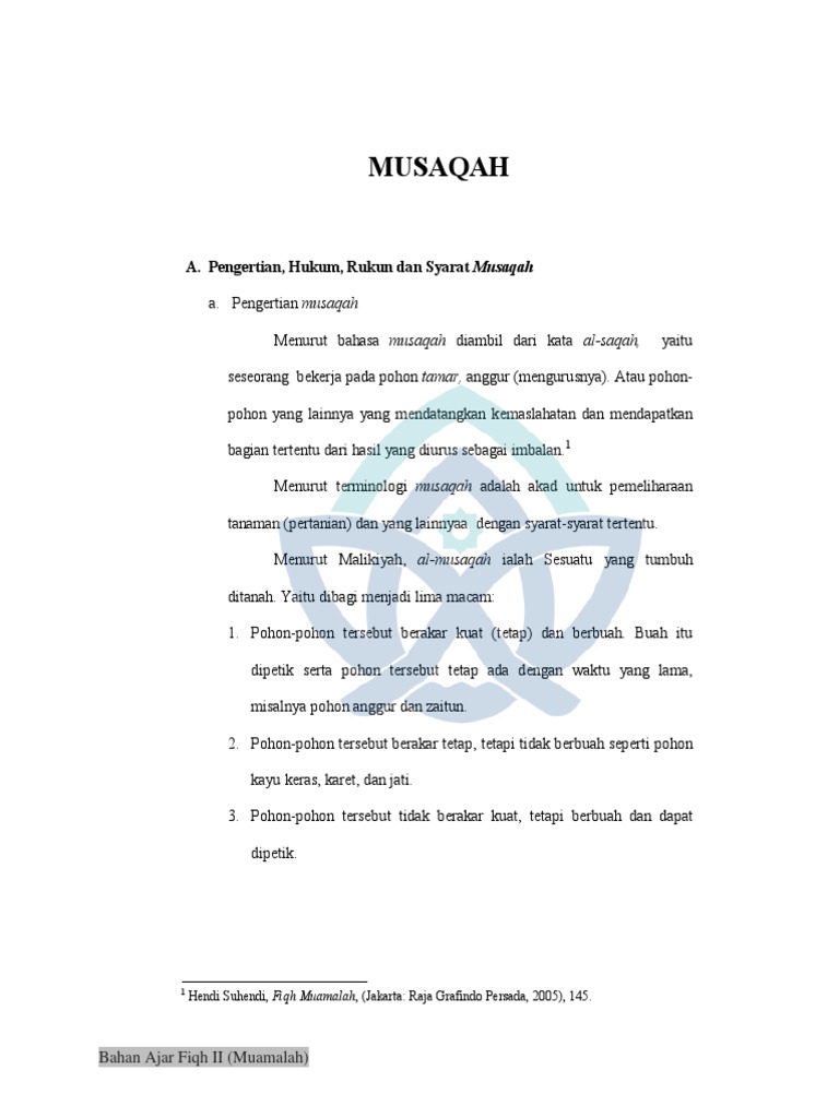 Rukun dan Syarat Musaqah dalam Fiqh | PDF