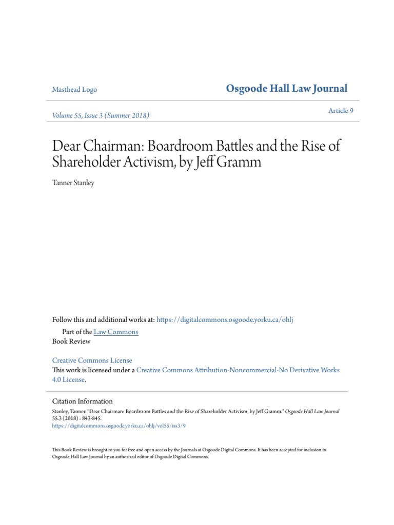 Dear Chairman - Boardroom Battles and The Rise of Shareholder Acti-2 ...