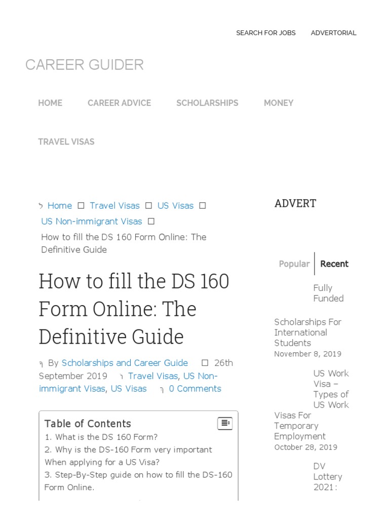 How To Fill The DS 160 Form | PDF | Travel Visa | Passport