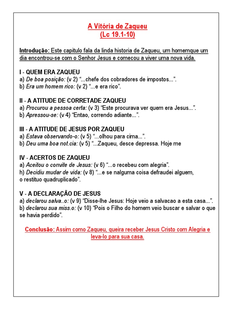A Vitória de Zaqueu | PDF