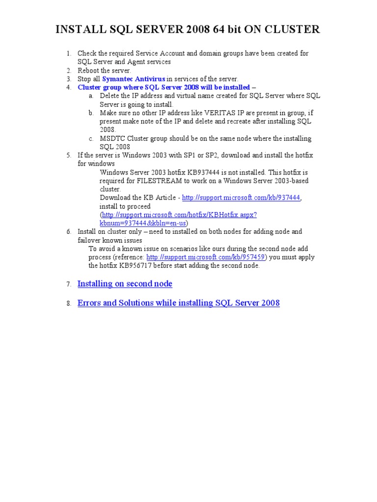 Install SQL Server 2008 On Cluster Servers | PDF | Windows Registry | Microsoft Sql Server