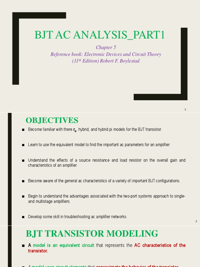 BJT Ac Analysis - Part1: Reference Book: Electronic Devices and Circuit ...