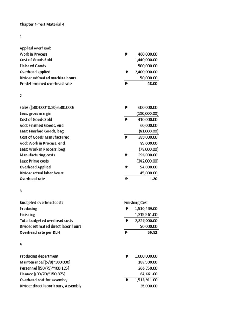 Chapter 4-Test Material 4 1 | PDF | Cost | Management Accounting