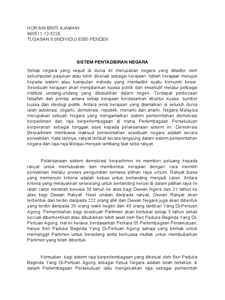 Ptm. Tugasan 3 (Esei Pendek) | PDF