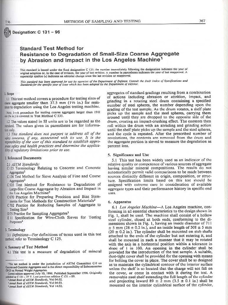 AASHTO T96 - STD Test MTD For Resistance To Degradation of Small-Size | PDF